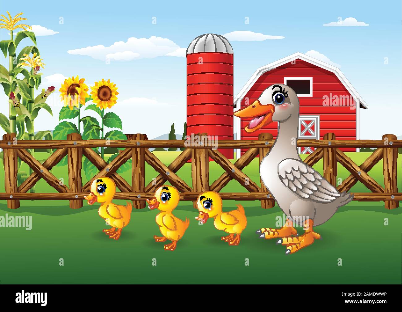 Cartoon duck family in the farm Stock Vector Image & Art - Alamy