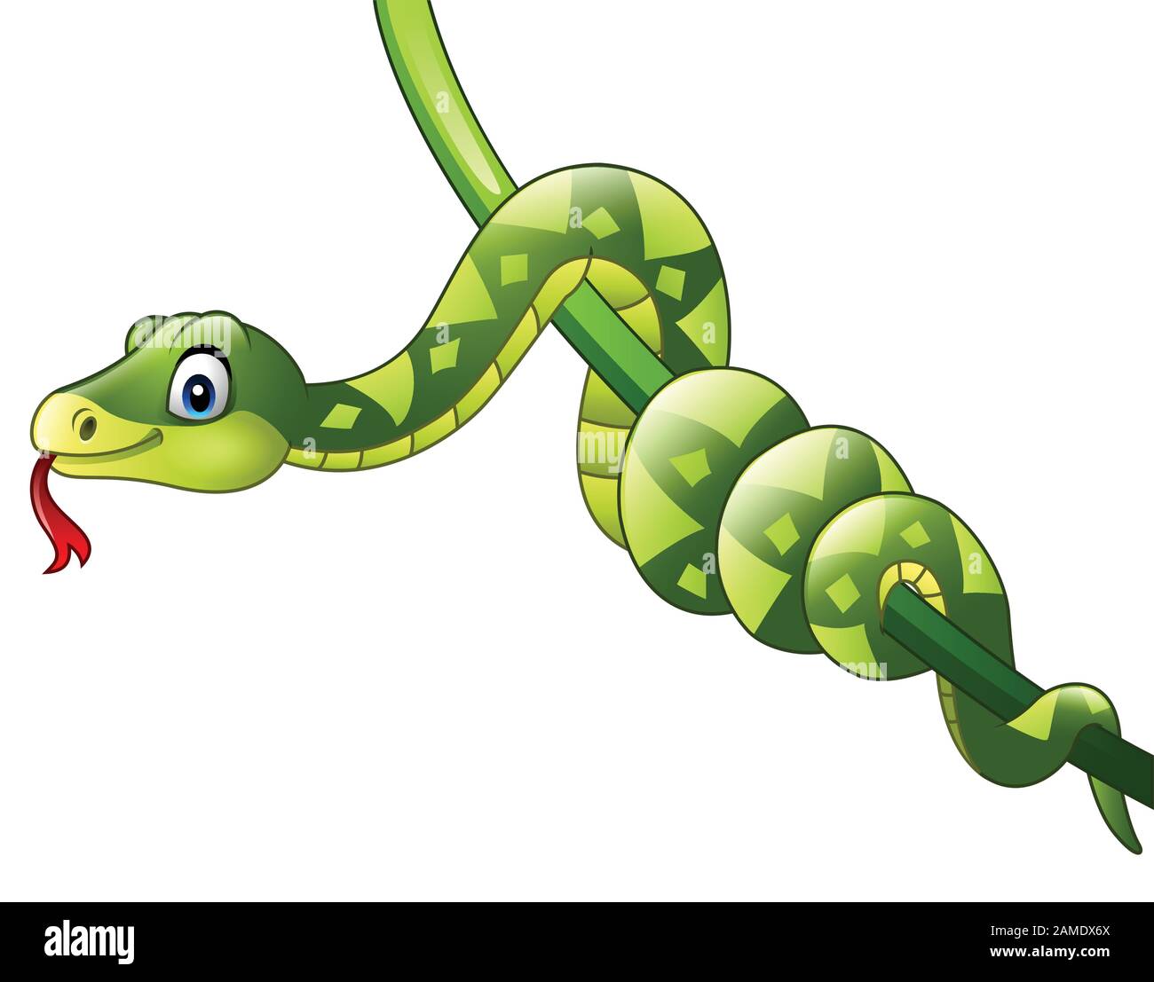 Cartoon green snake on vine Stock Vector Image & Art - Alamy