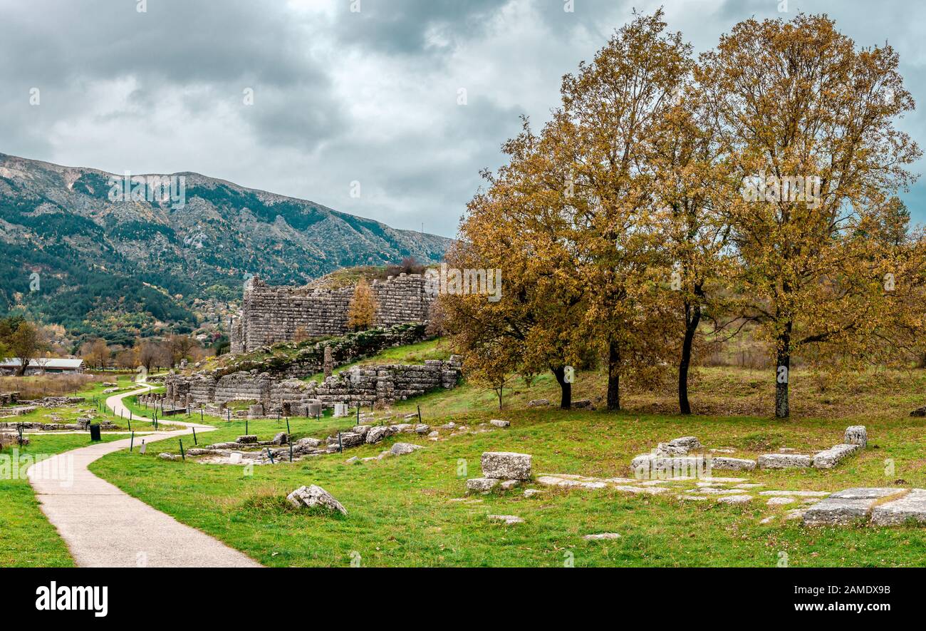 The ruins of the big Ancient Theatre and the Bouleuterionin Dodona ...