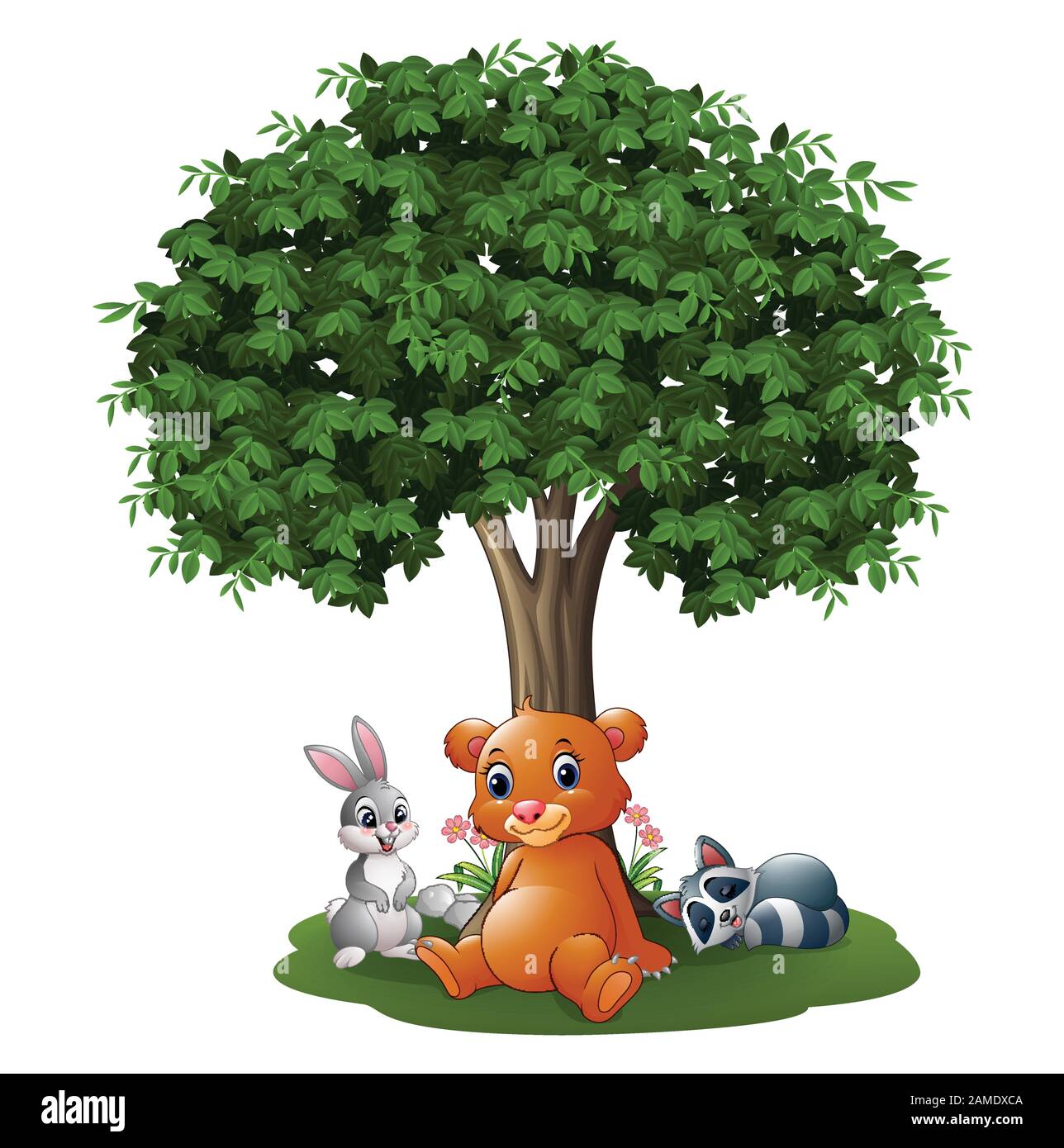 Cartoon wild animals under the tree Stock Vector Image & Art - Alamy