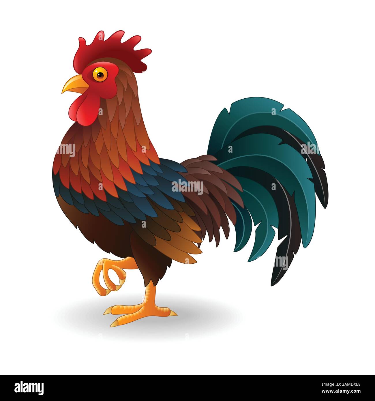 Cartoon rooster isolated on white background Stock Vector Image & Art ...