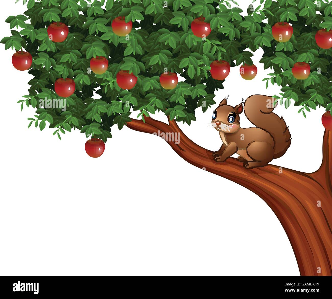 Red ripe apple on tree Stock Vector Images - Alamy