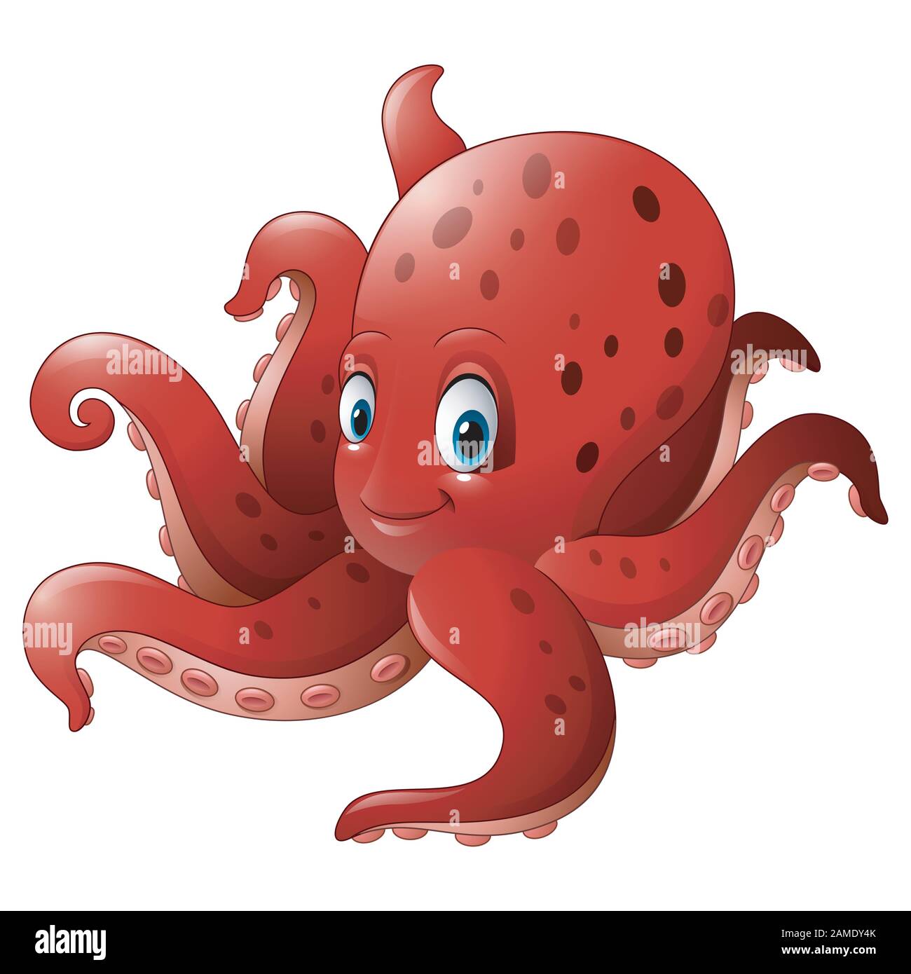 Cartoon happy octopus Stock Vector Image & Art - Alamy
