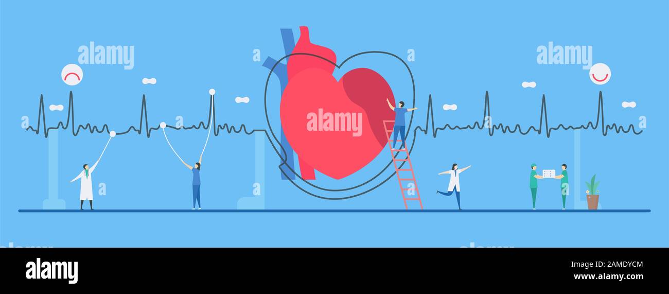 Cardiology vector illustration. This heart disease problem called ...