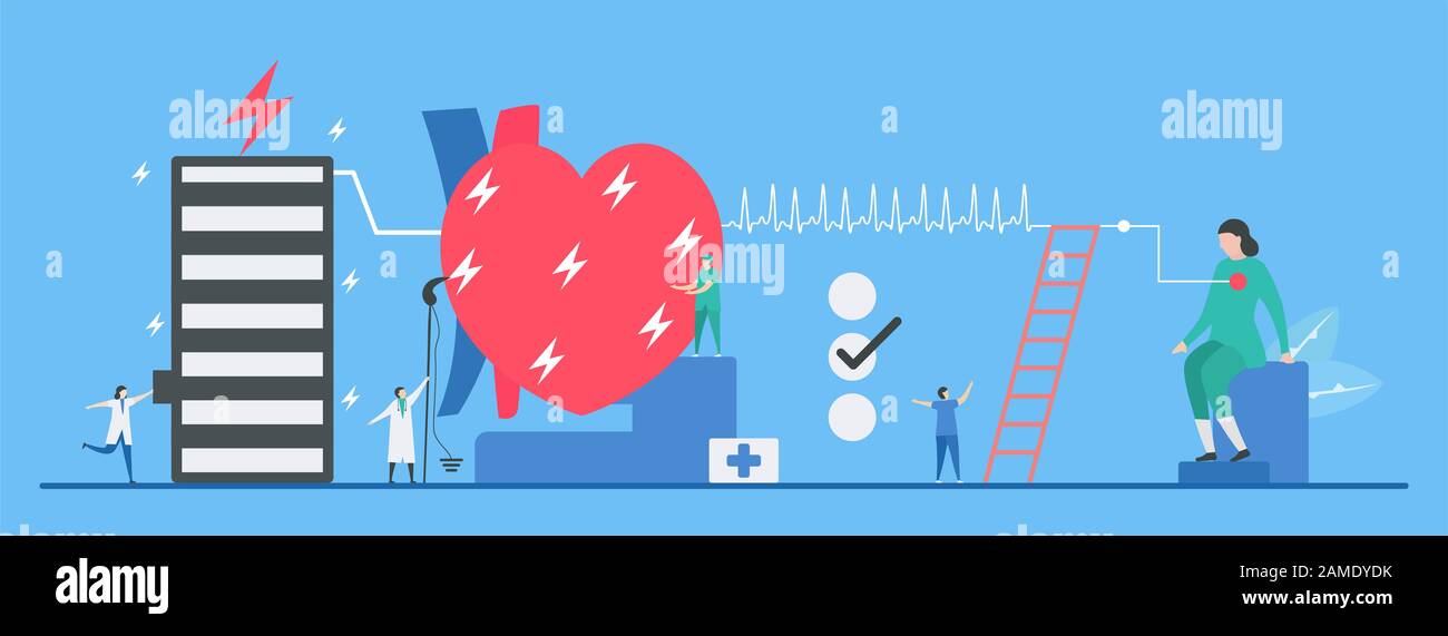 Cardiology vector illustration. On blue background, heart disease ...