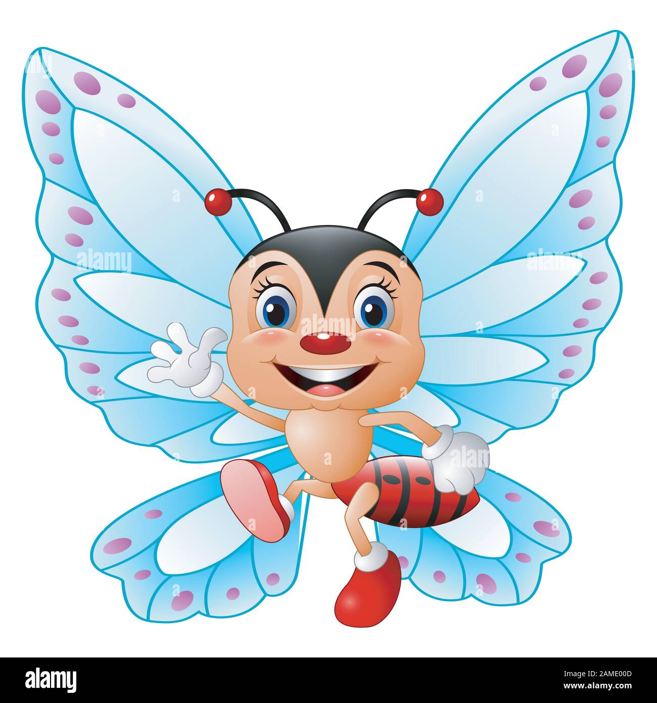 Cartoon funny butterfly waving hand Stock Vector Image & Art - Alamy