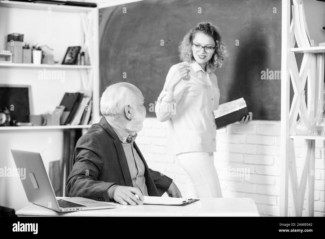 High school classroom project Black and White Stock Photos & Images - Alamy