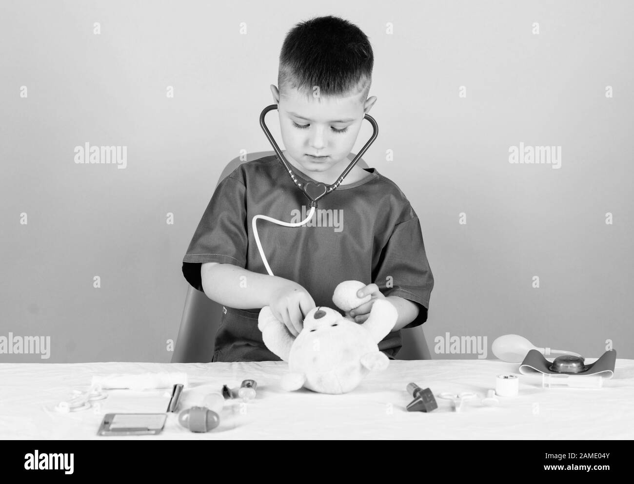 Boy cute child future doctor career. Health care. Kid little doctor ...