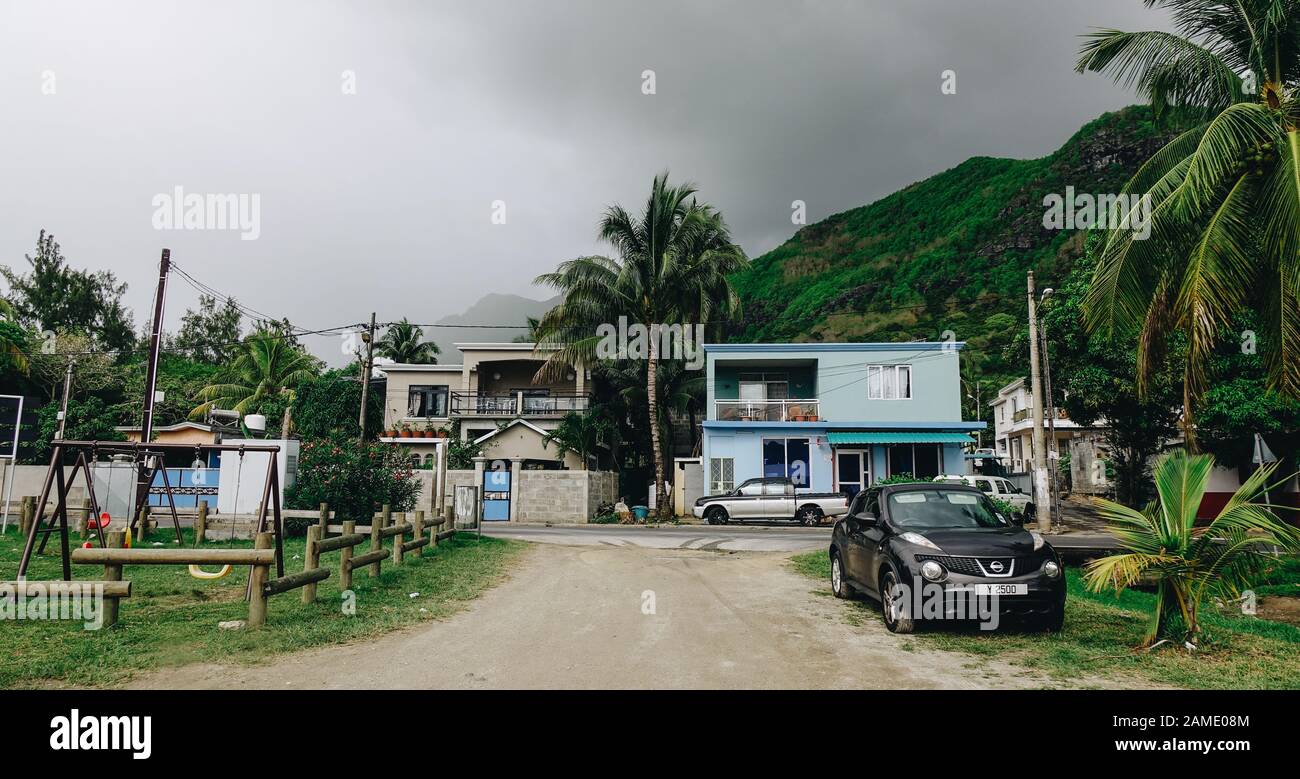 Port Louis, Mauritius - Jan 8, 2017. Rural village of Mauritius Island ...