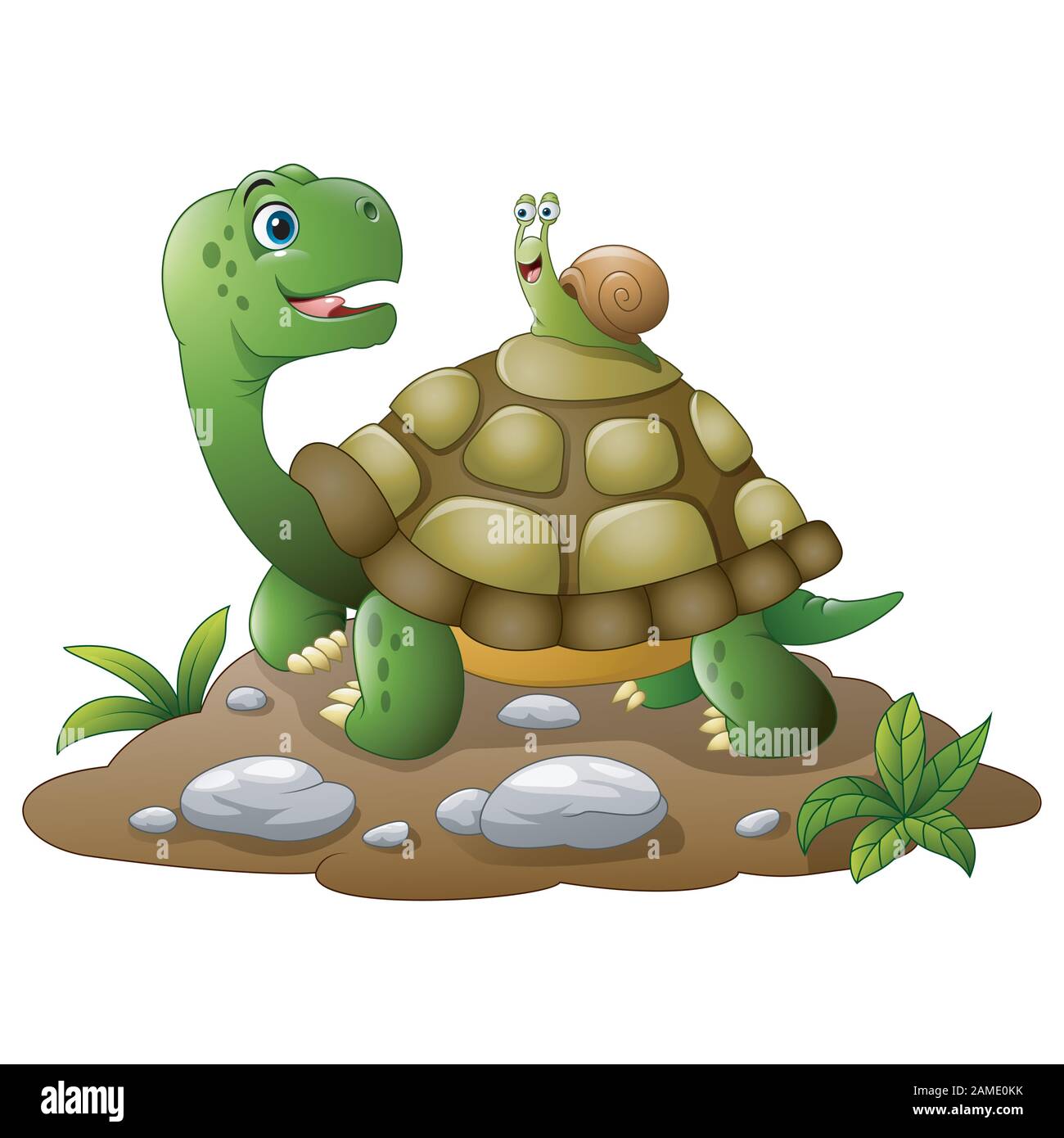 Cartoon funny turtle with snail Stock Vector Image & Art - Alamy
