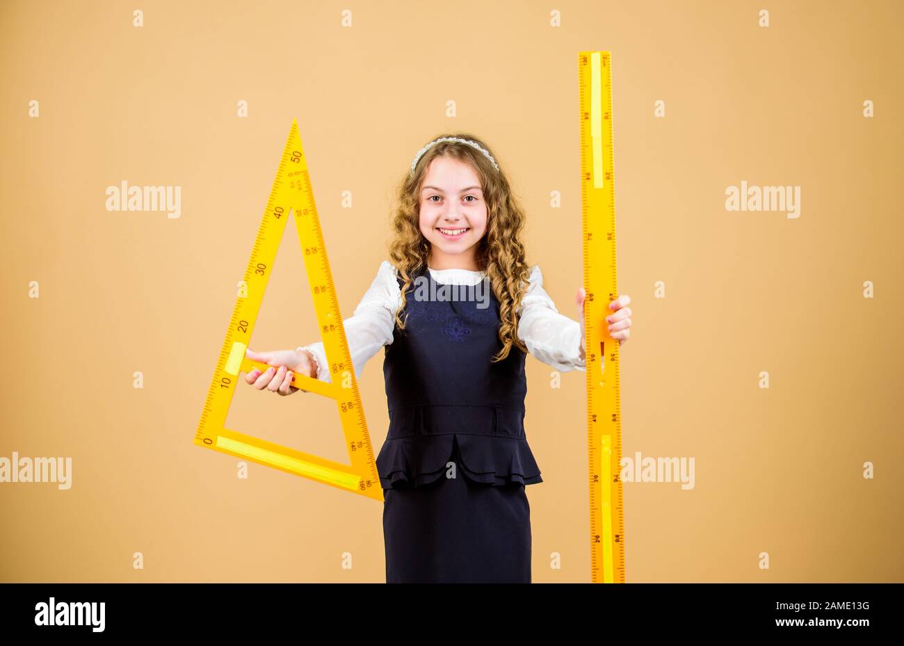 Smart and clever concept. Sizing and measuring. School student study ...