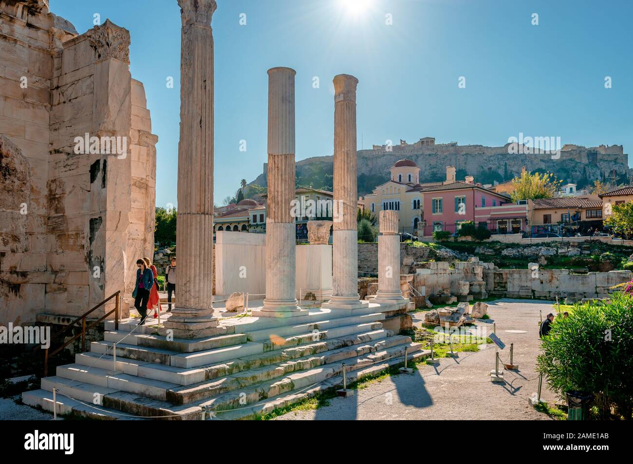Athens / Greece - December 1 2019: The ruins of the Hadrian's Library ...