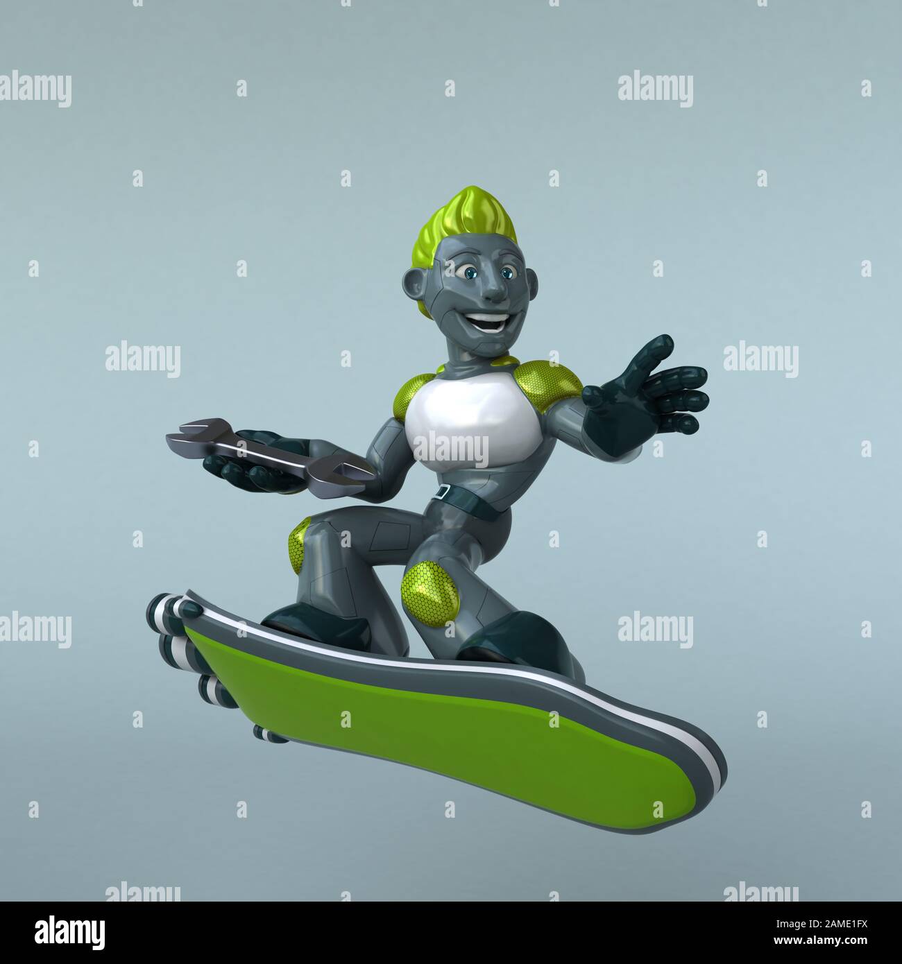 Green Robot - 3D Illustration Stock Photo - Alamy