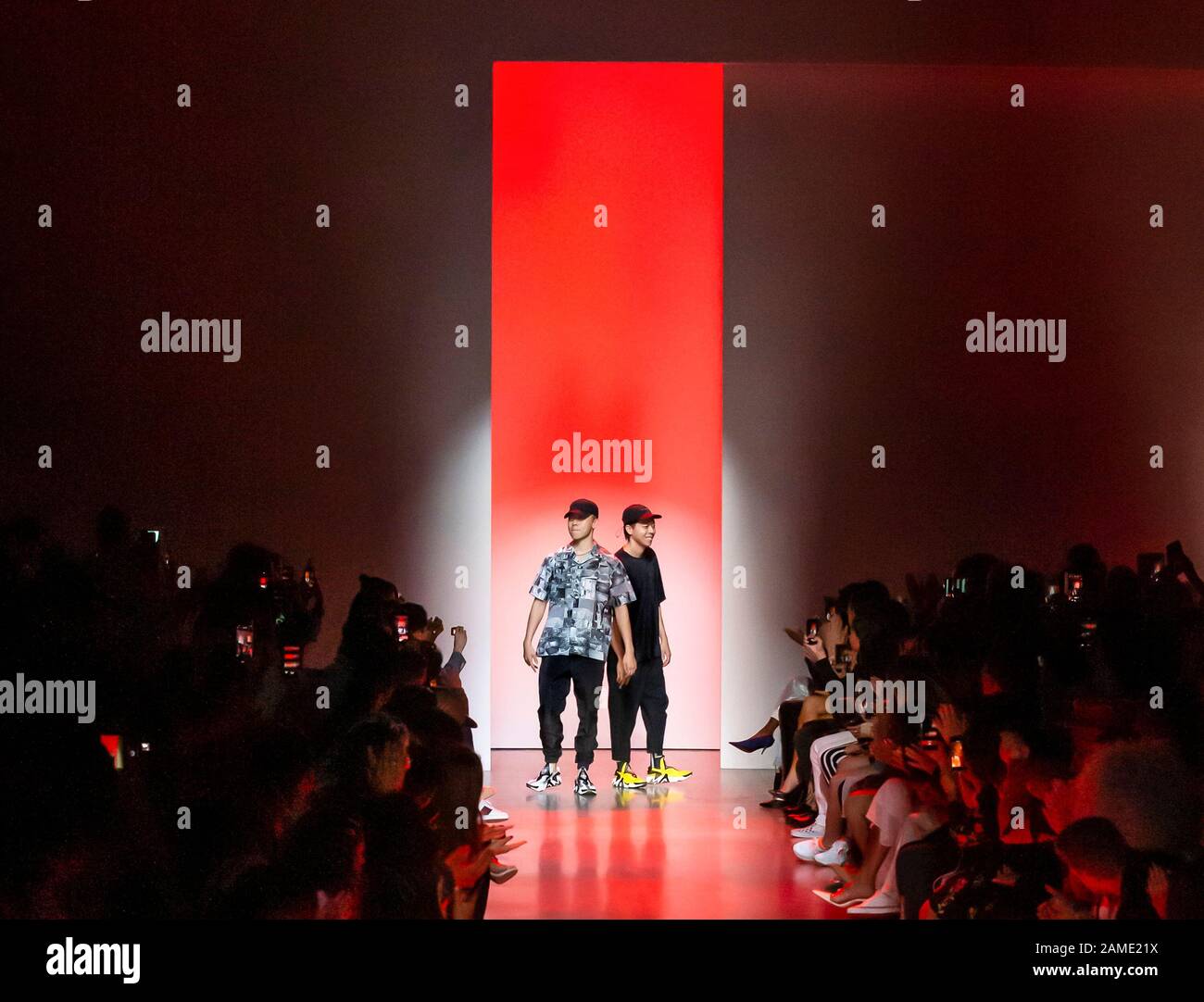 New York, NY - Sept 06, 2019: Designers Terrence and Kevin Kim walk the ...