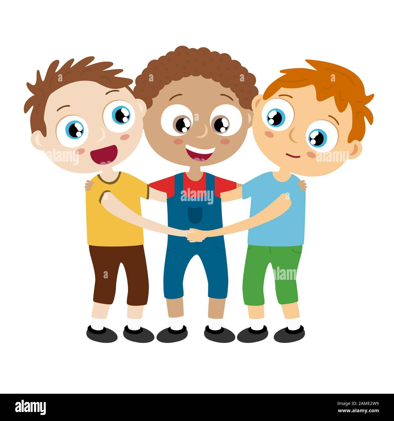 EPS10 vector file showing happy young boys with different skin colors ...