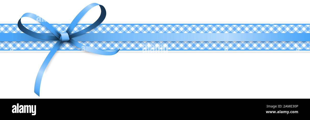 EPS 10 vector illustration of blue colored ribbon bow and gift band ...