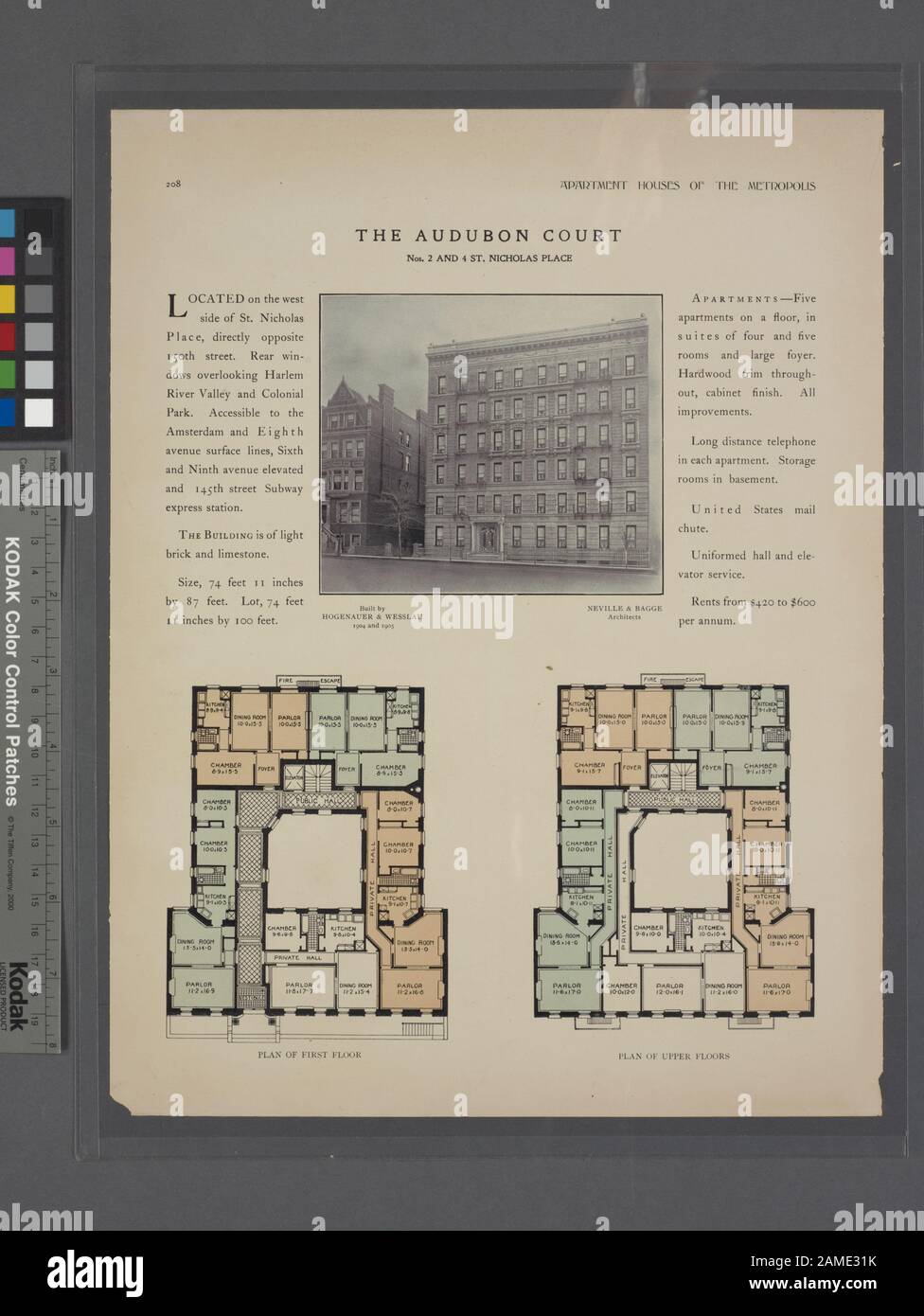 The Audubon Court, Nos 2 and 4 St Nicholas Place, opposite 150th Street ...