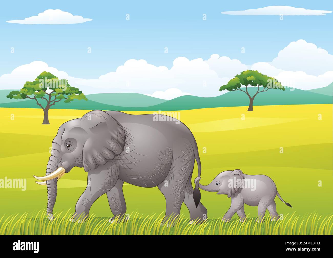 Cartoon funny elephant in the wild Stock Vector Image & Art - Alamy