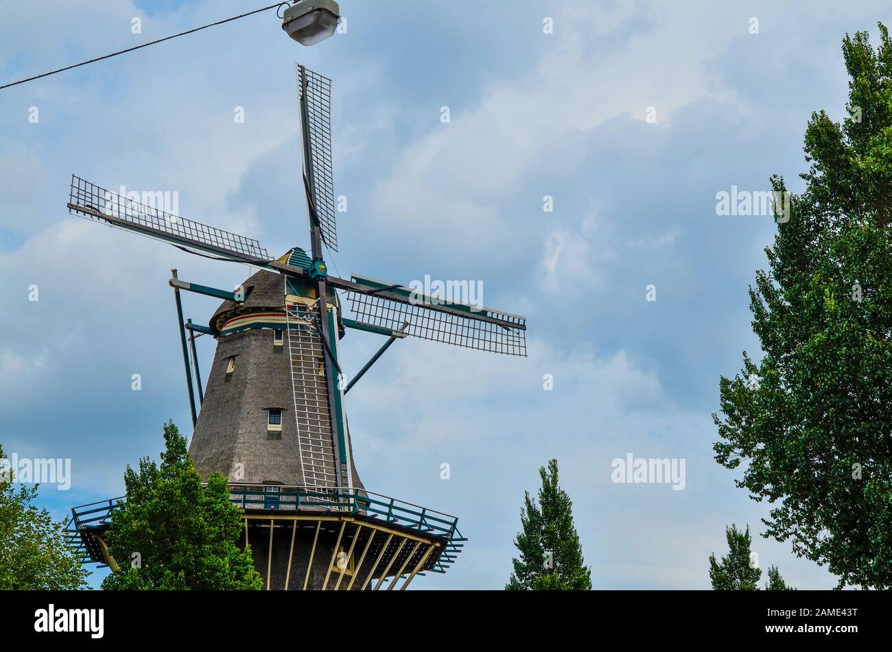 Amsterdam, Holland, August 2019.The De Gooyer Mill is located on the ...