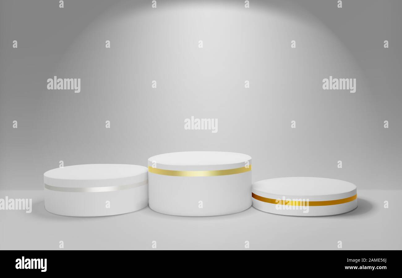 White winners podium 3D render. Awarding of winners of sports ...