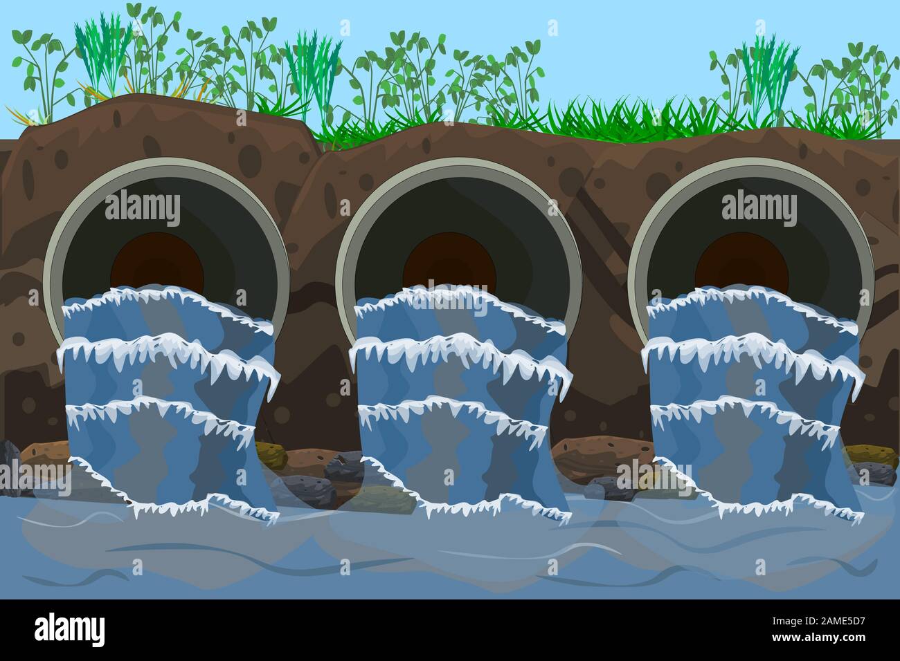 Polluted river Stock Vector Images - Alamy