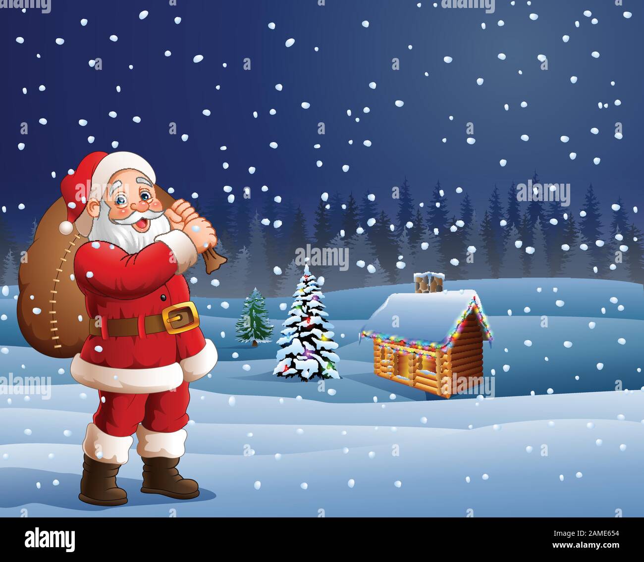 Santa Claus reading a long list of gifts Stock Vector Image & Art - Alamy