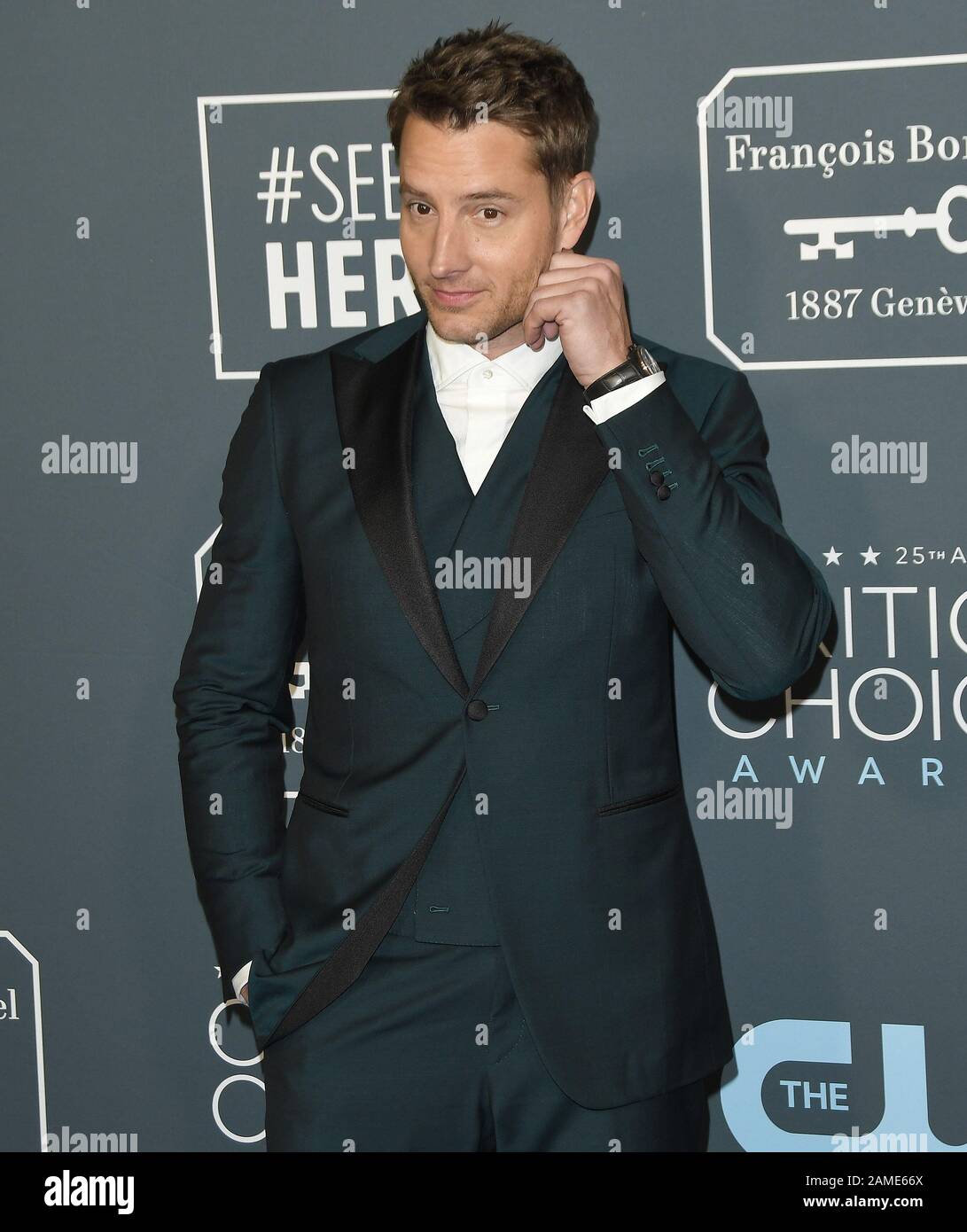 Los Angeles, USA. 12th Jan, 2020. Justin Hartley arrives at the 25th ...