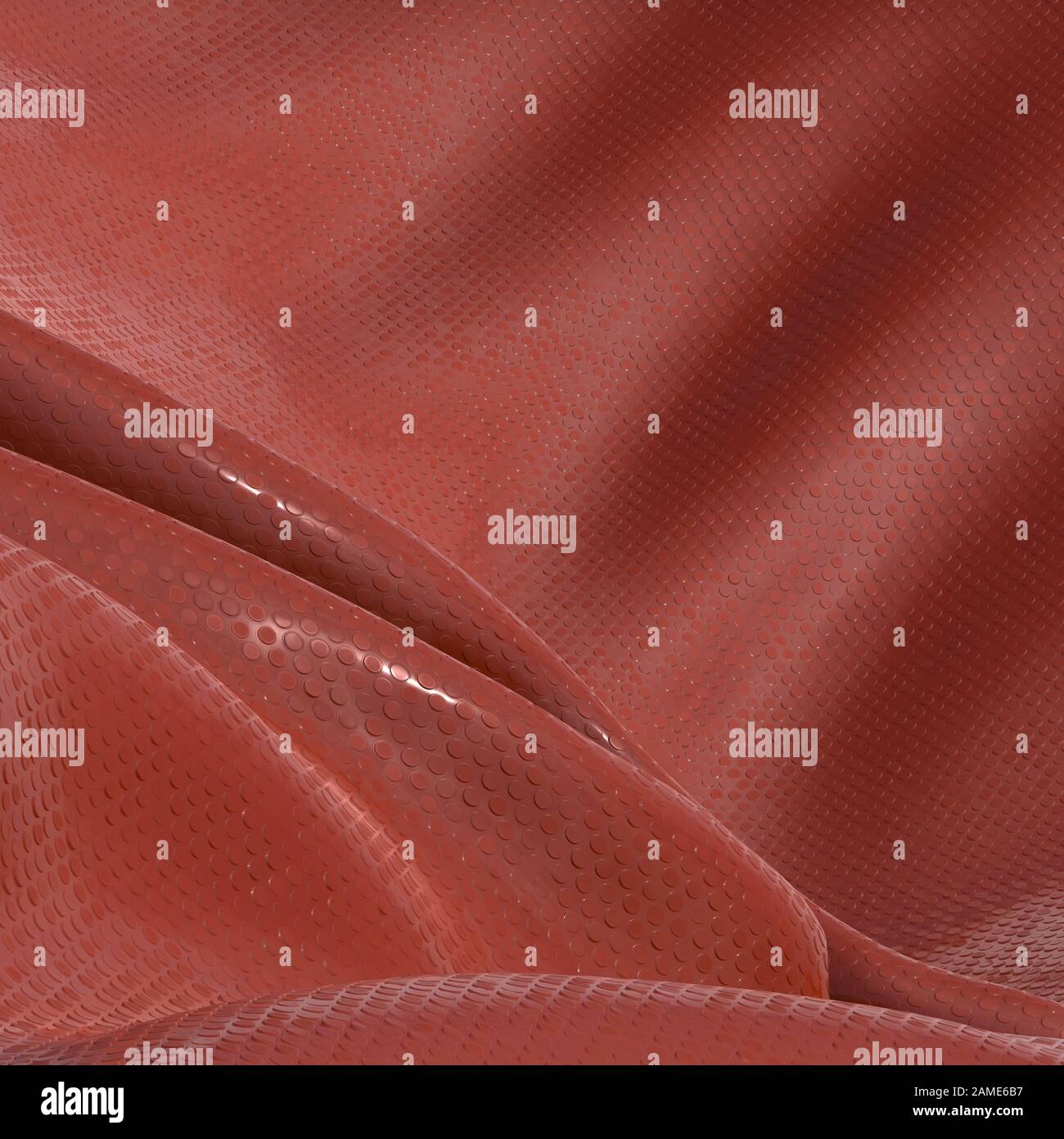 Abstract and shiny red luxury silk cloth in shape of liquid wave with ...
