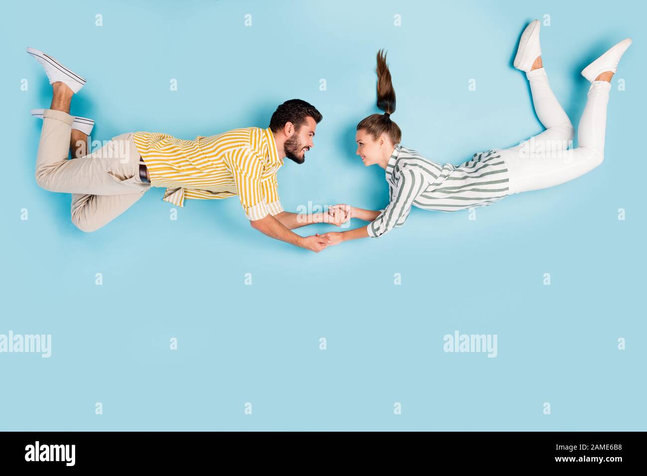 Top view above high angle flat lay flatlay lie concept full length body ...