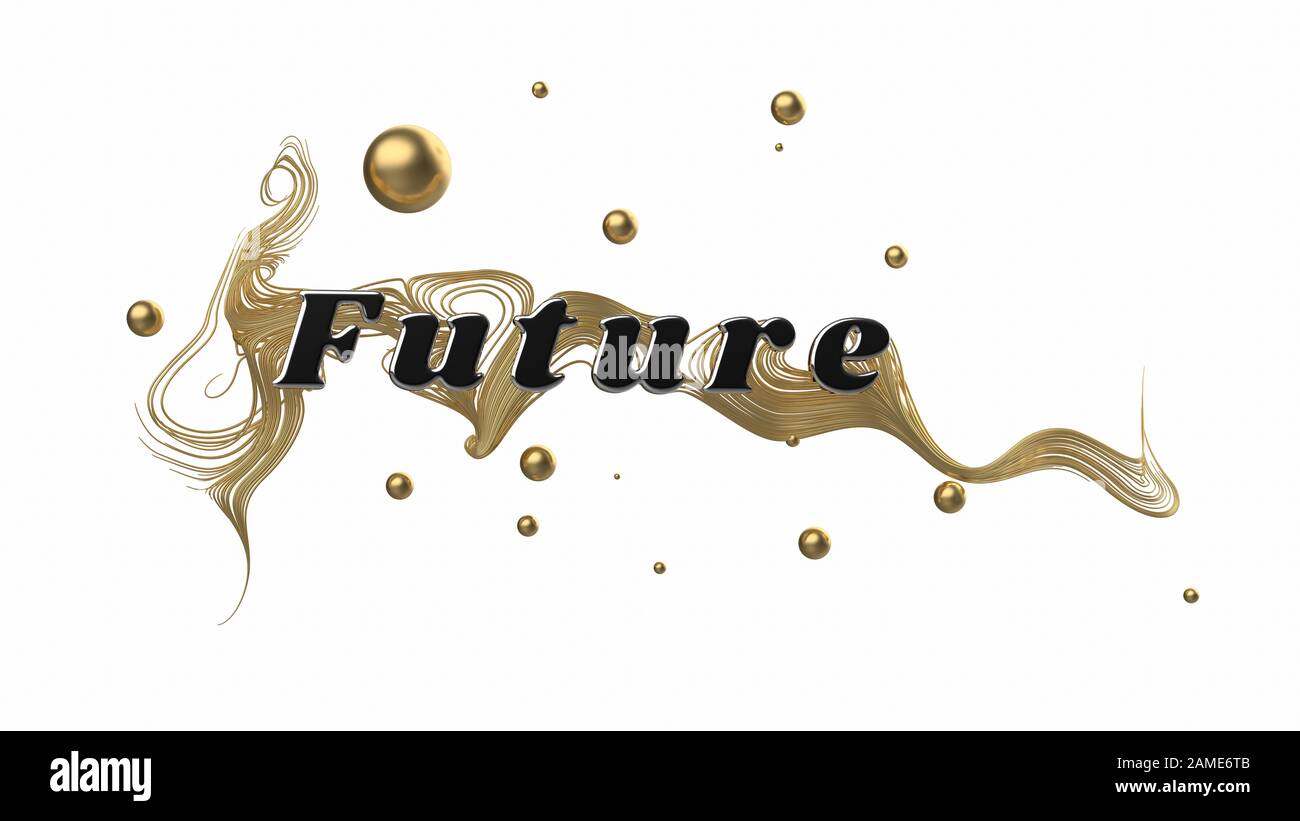 Abstract graphic composition with the word Future. behind the word are ...