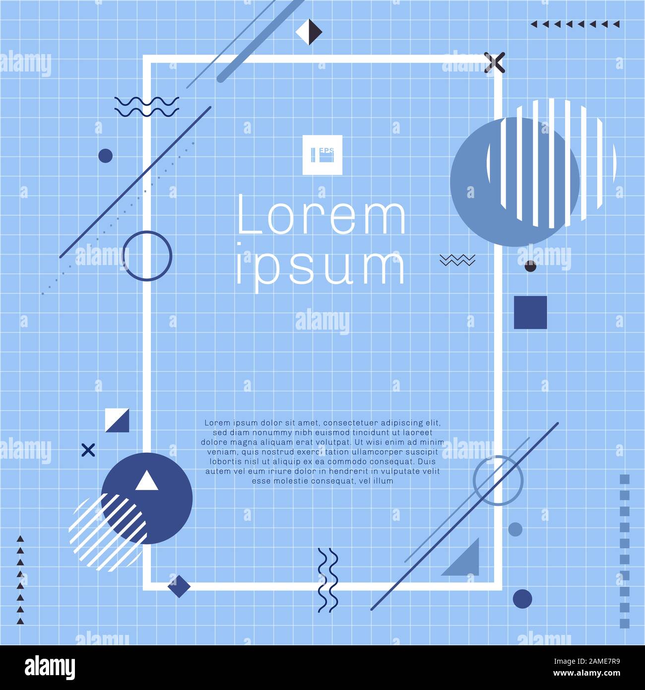 Creative template rectangle border frame blue geometric circle ...