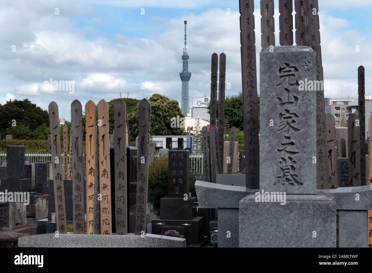 Yanaka cemetery in Tokyo, Japan, Asia. Old Japanese graveyard with ...