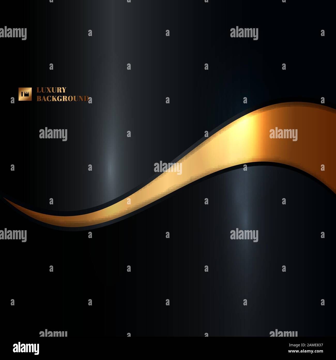 Abstract glowing gold wave on black background luxury style. Vector ... Abstract glowing gold wave on black background luxury style. Vector ...