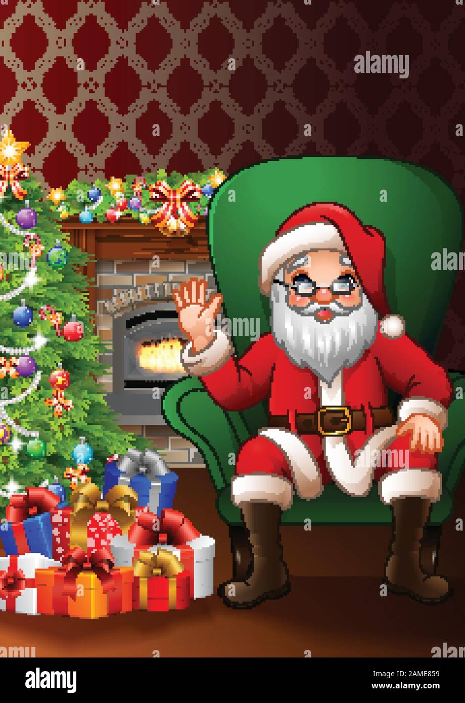Christmas tree sitting room Stock Vector Images - Alamy