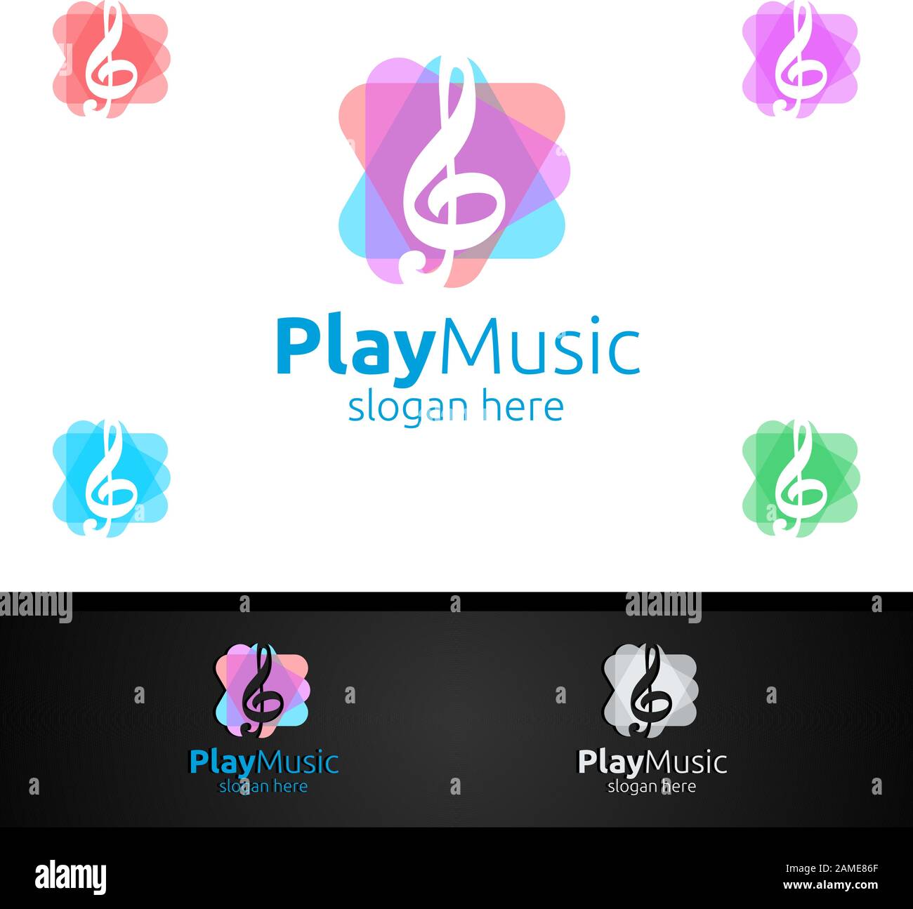 Abstract Music Logo with Note and Play Concept Stock Vector Image & Art ...