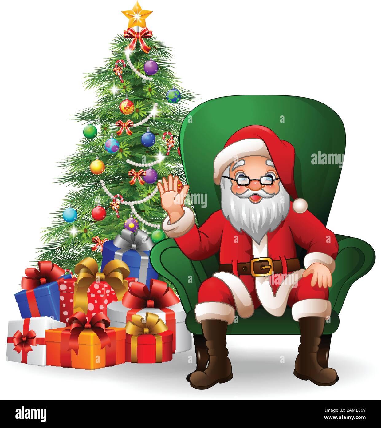 Christmas tree chair santa Stock Vector Images - Alamy