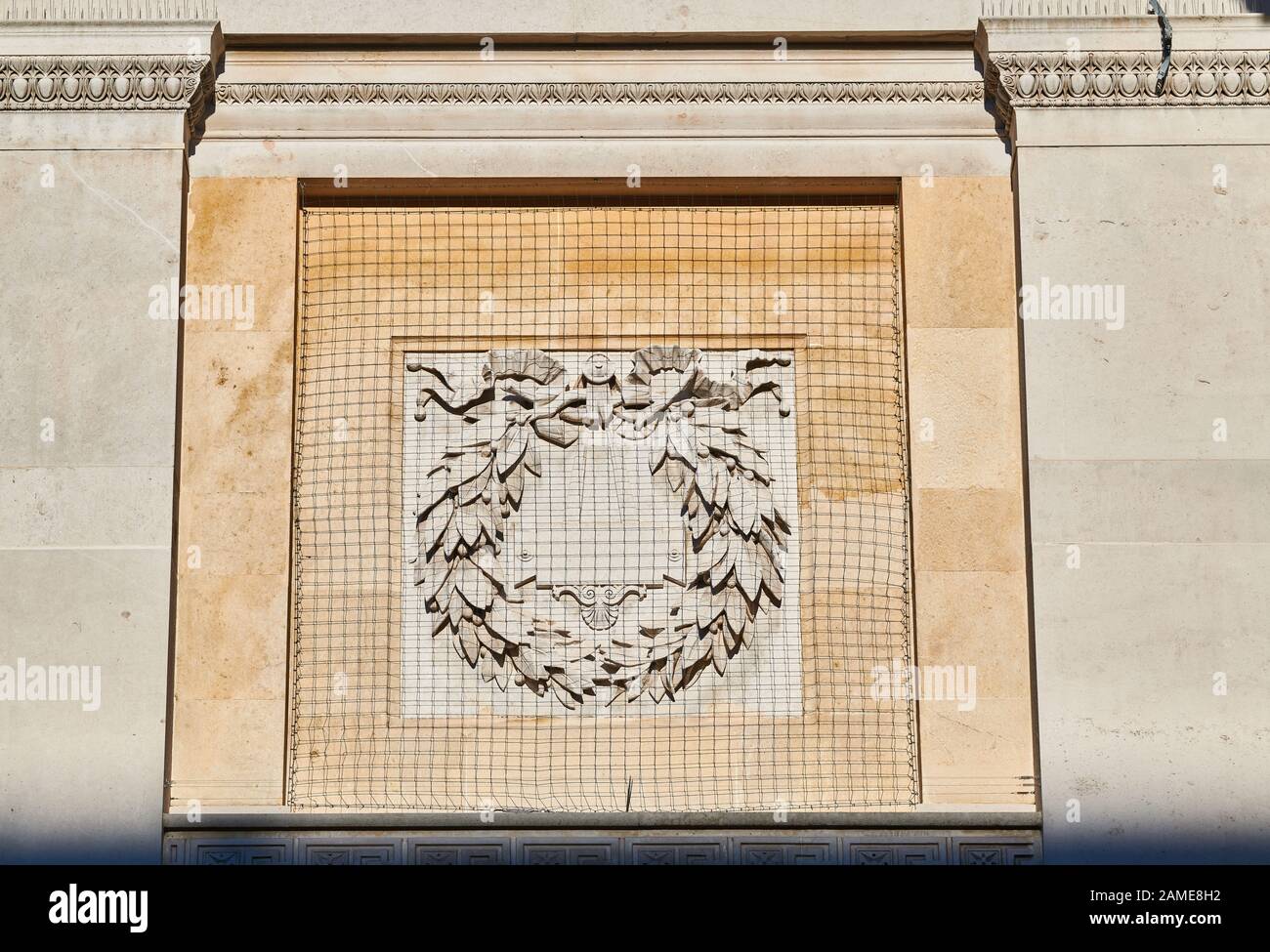 Upper storey of the external facade of the Ashmolean museum at the ...