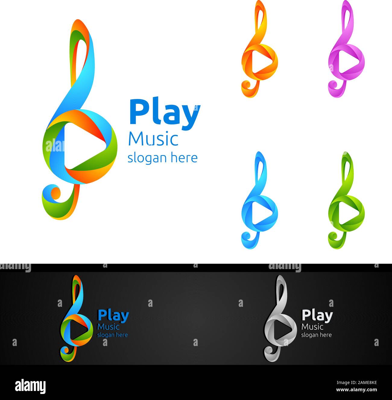 Abstract Music Logo with Note and Play Concept Stock Vector Image & Art ...