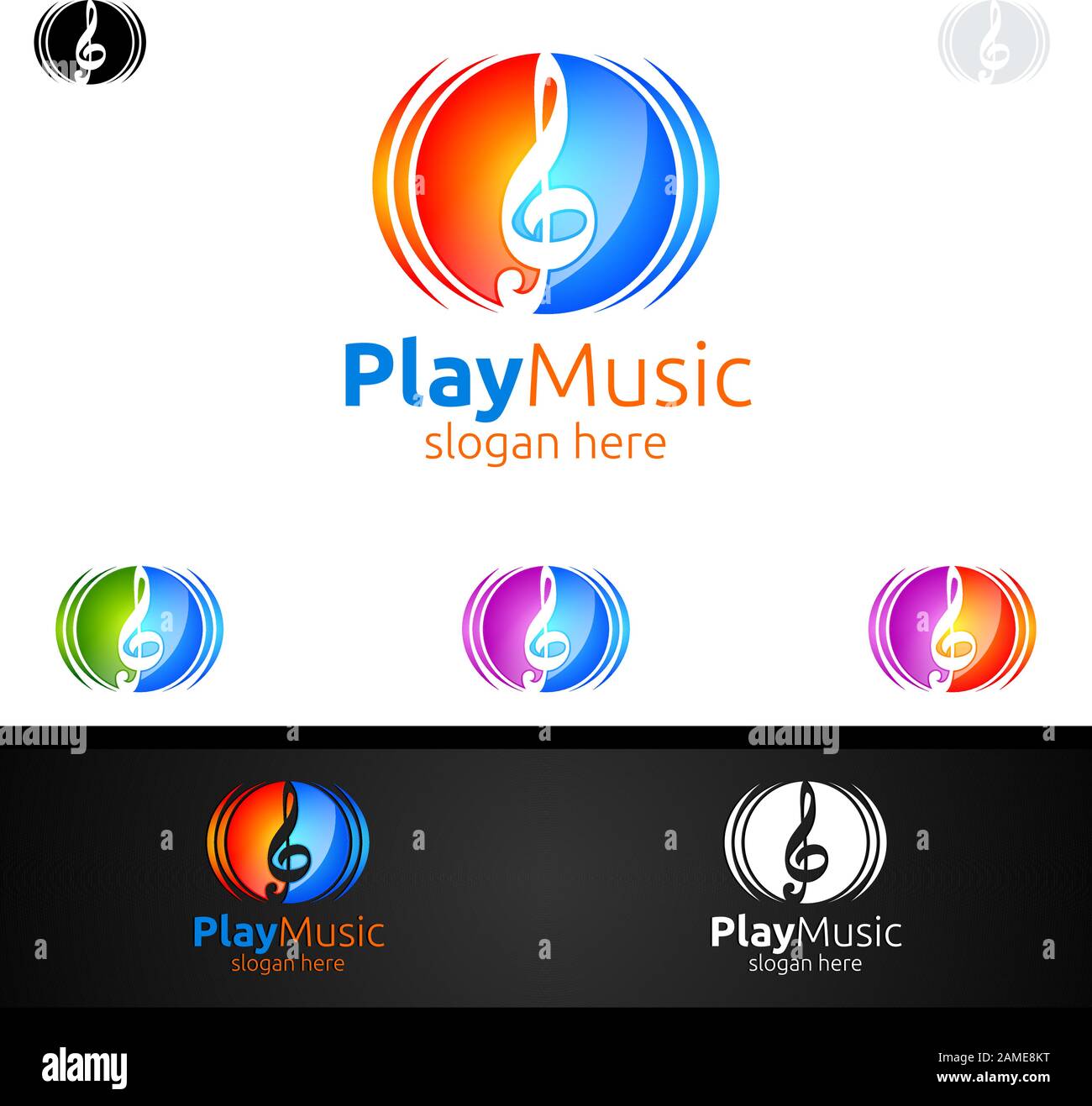 Abstract Music Logo with Note and Play Concept Stock Vector Image & Art ...