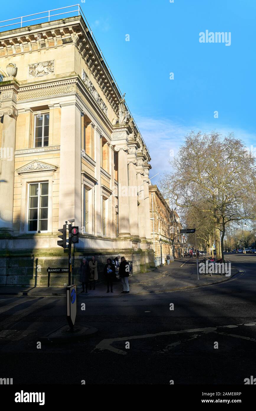 Corner of the external facade of the Ashmolean museum at the university ...