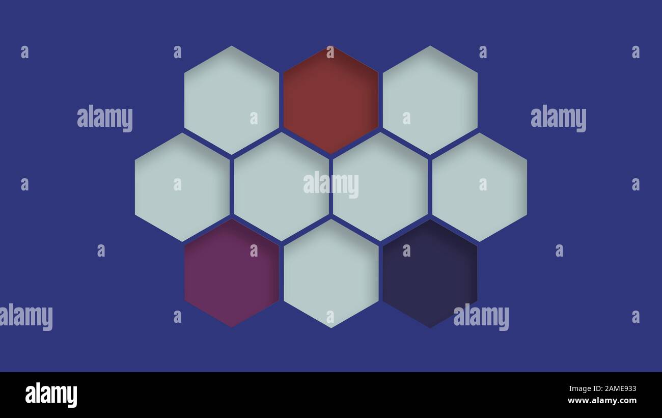 Beautiful hexagons elements structure on blue background. Colorful 3d ...