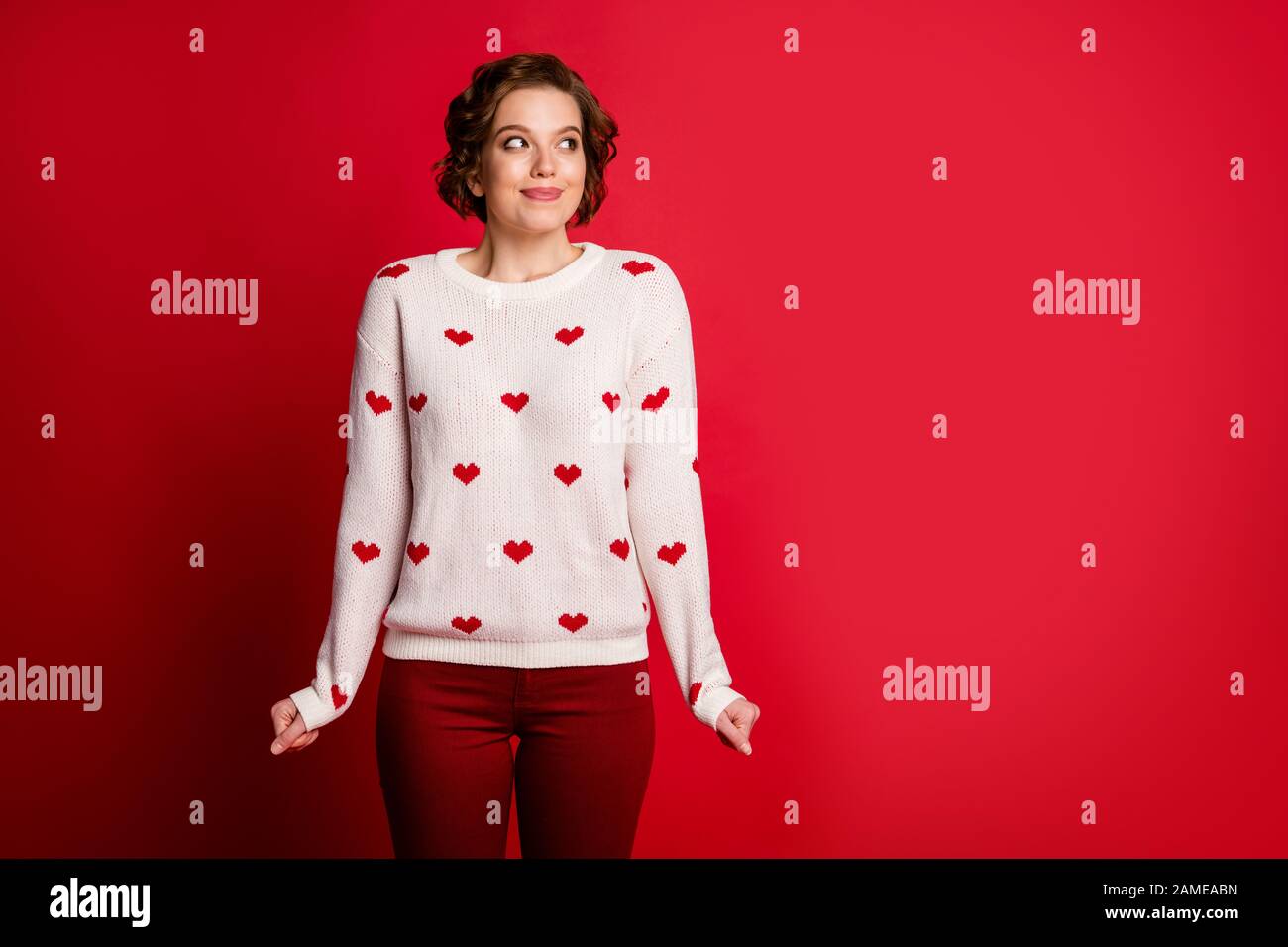 Portrait of her she nice attractive lovely pretty cute shy modest ...