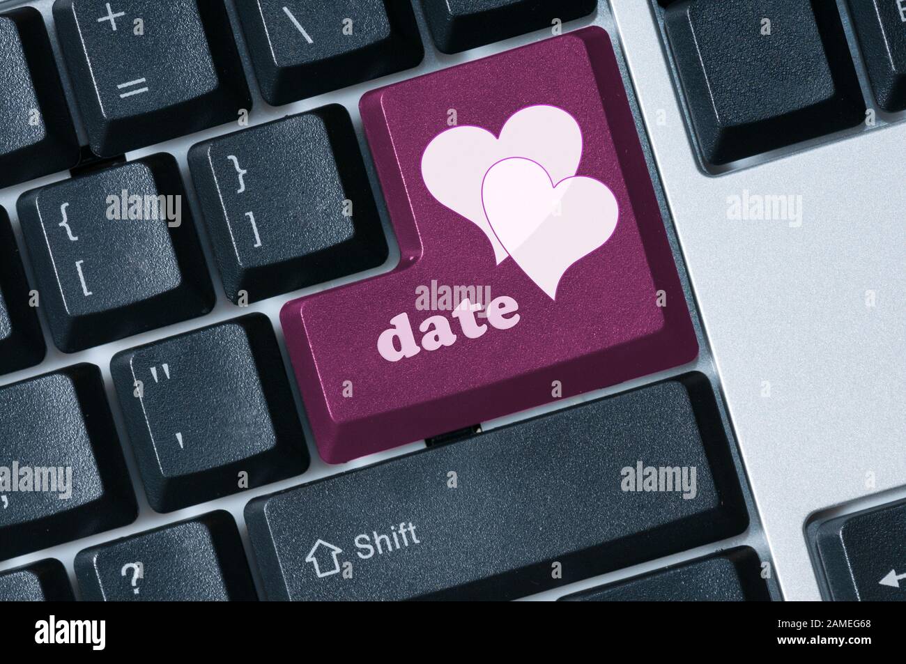 Date Keyboard pink button with heart shape concept image Stock Photo ...