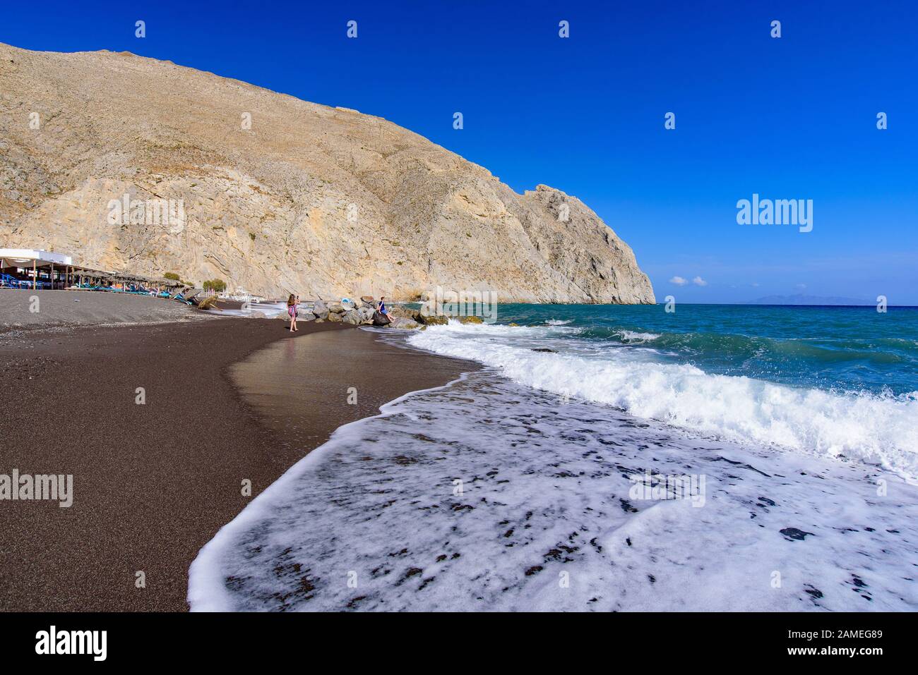 Perissa Beach at Santorini, Greece Stock Photo - Alamy