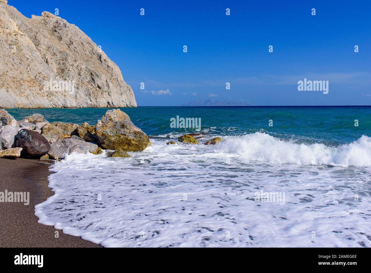 Perissa Beach at Santorini, Greece Stock Photo - Alamy
