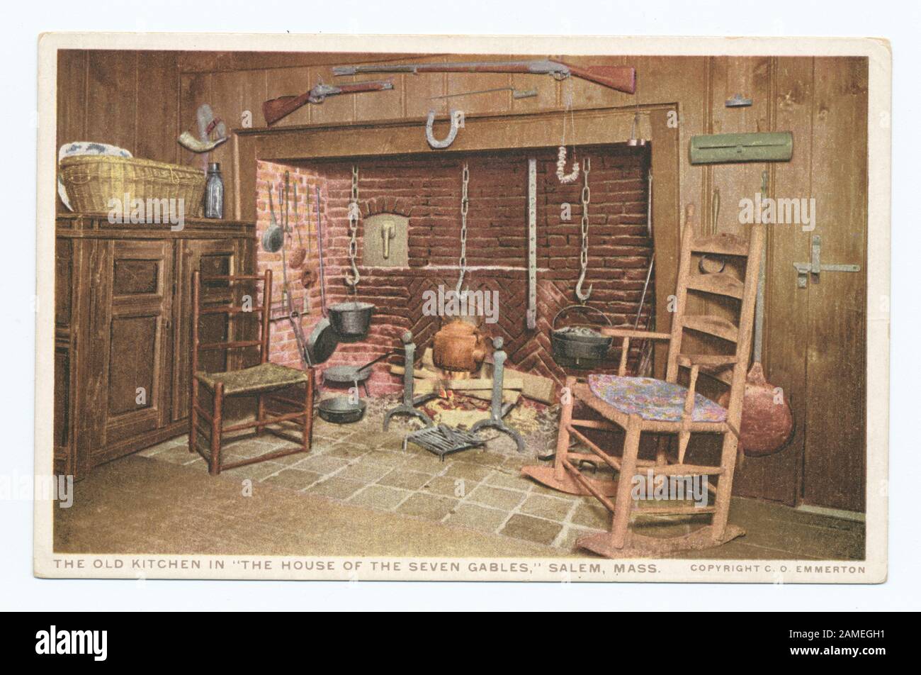 The Old Kitchen in the House of the Seven Gables, Salem, Mass The Old ...