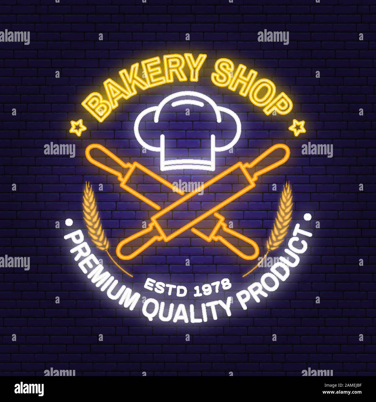 Bakery shop neon bright signboard, light banner. Vector. Concept for ...
