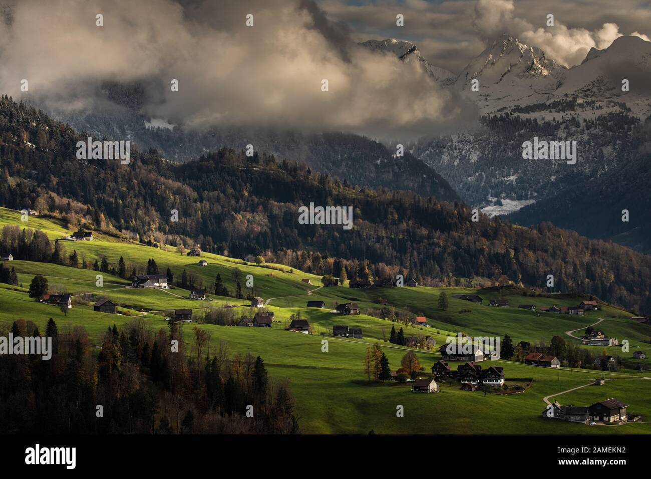 Swiss landscape illustration hi-res stock photography and images - Alamy