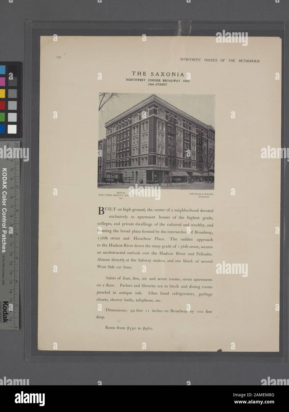 The Saxonia, northwest corner Broadway and 136th Street Includes index ...