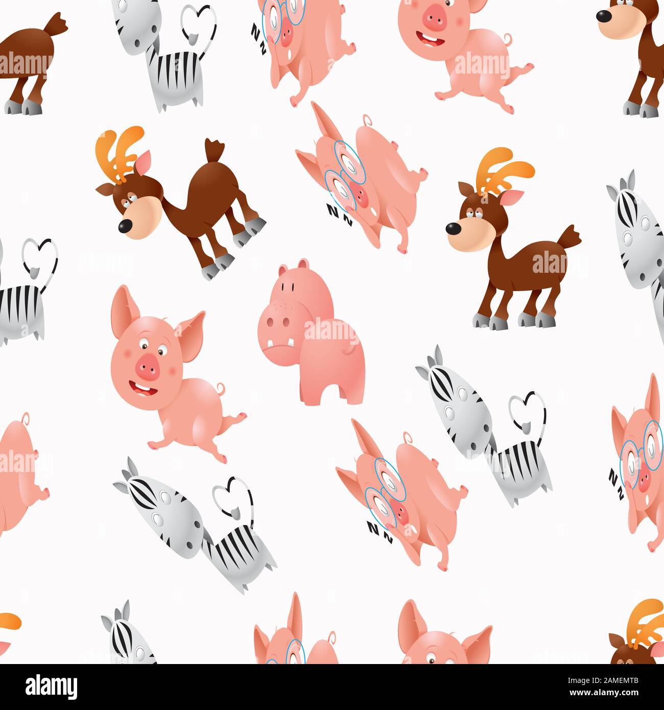 seamless vector cute animals design art Stock Vector Image & Art - Alamy